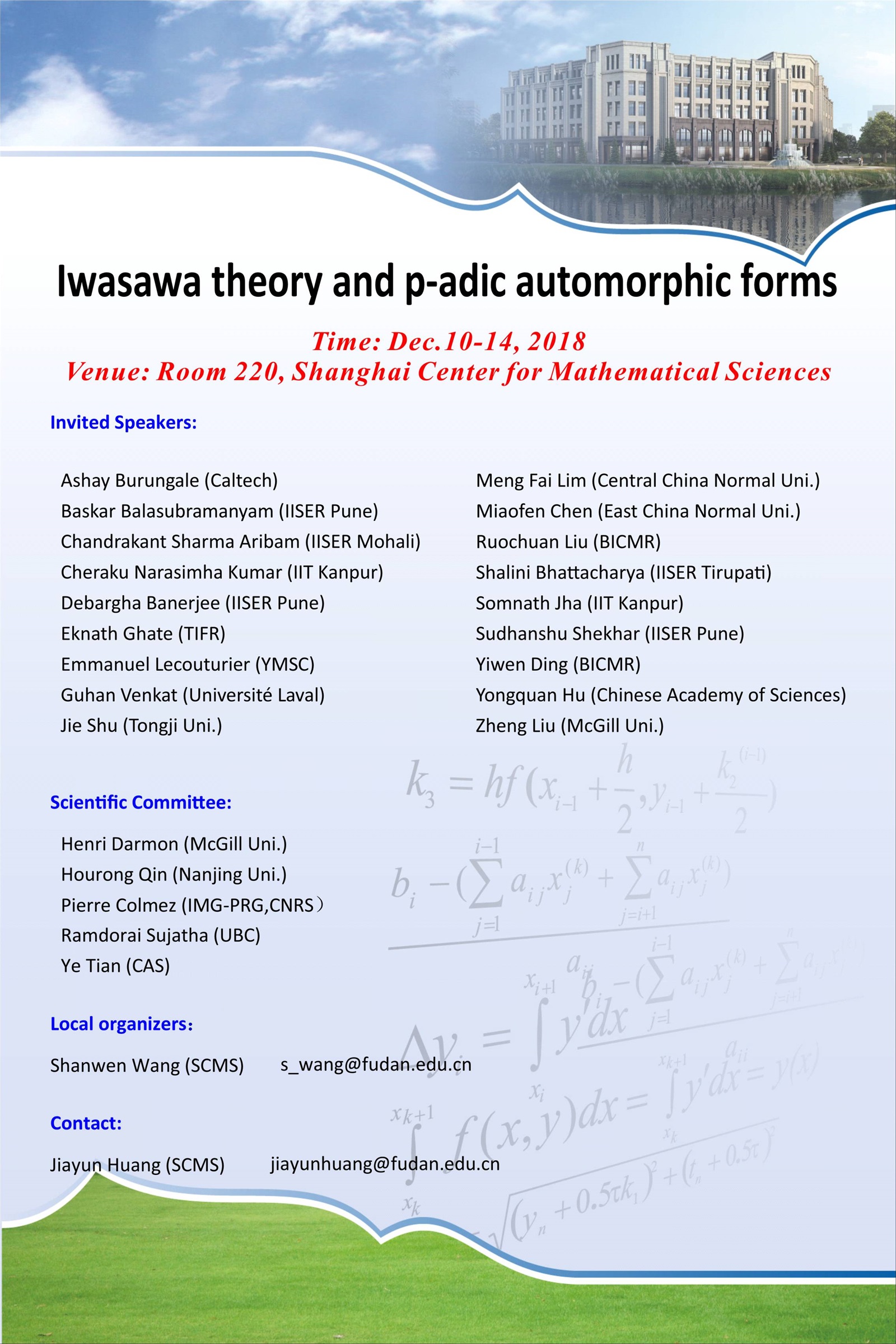 Iwasawa theory and p-adic automorphic forms-Shanghai Center for Mathematical Sciences SCMS
